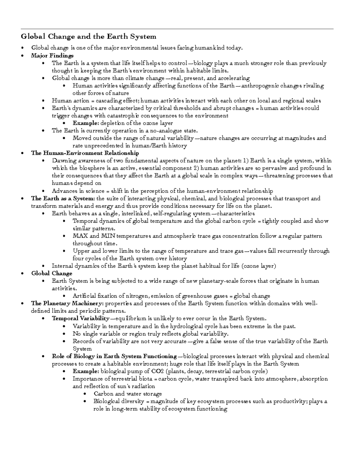 Unit 2 Reading Notes - Summary Human Ecology/Society - Global Change ...