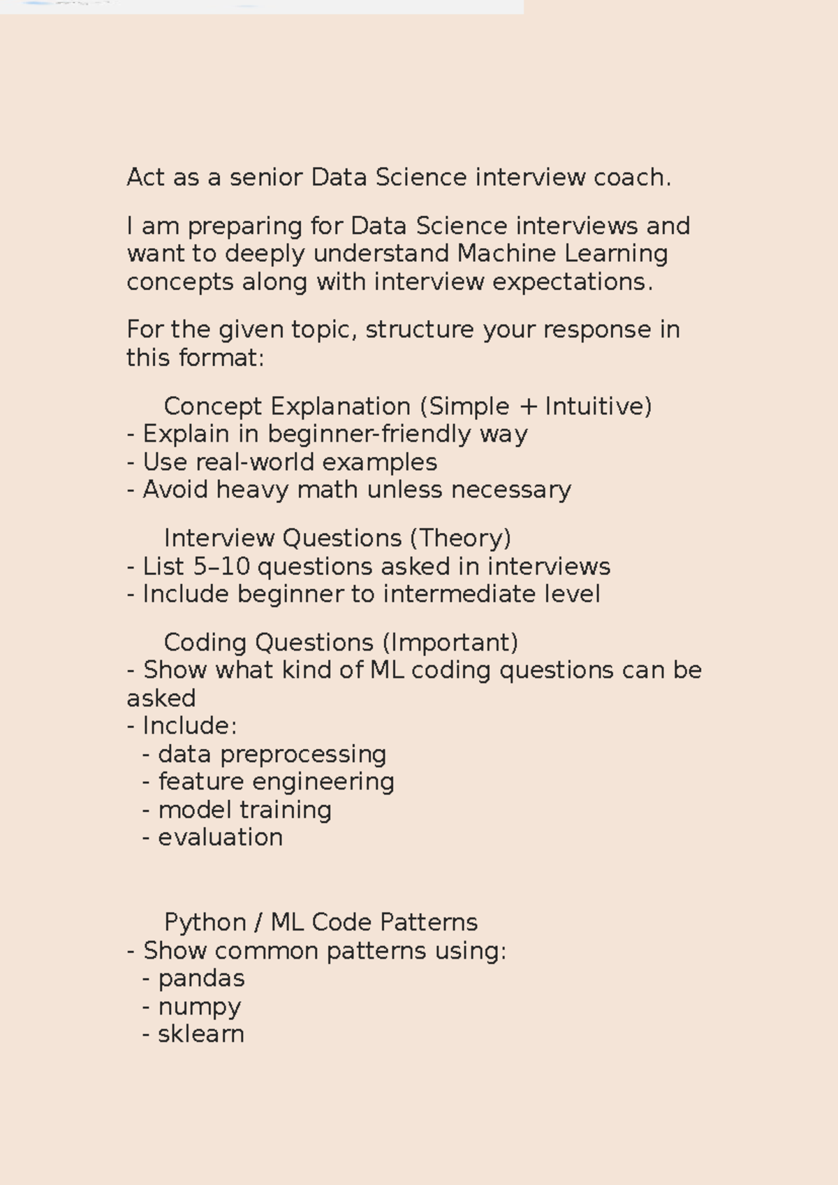 Data Science Interview Prep Guide: Concepts, Questions & Daily Plan ...