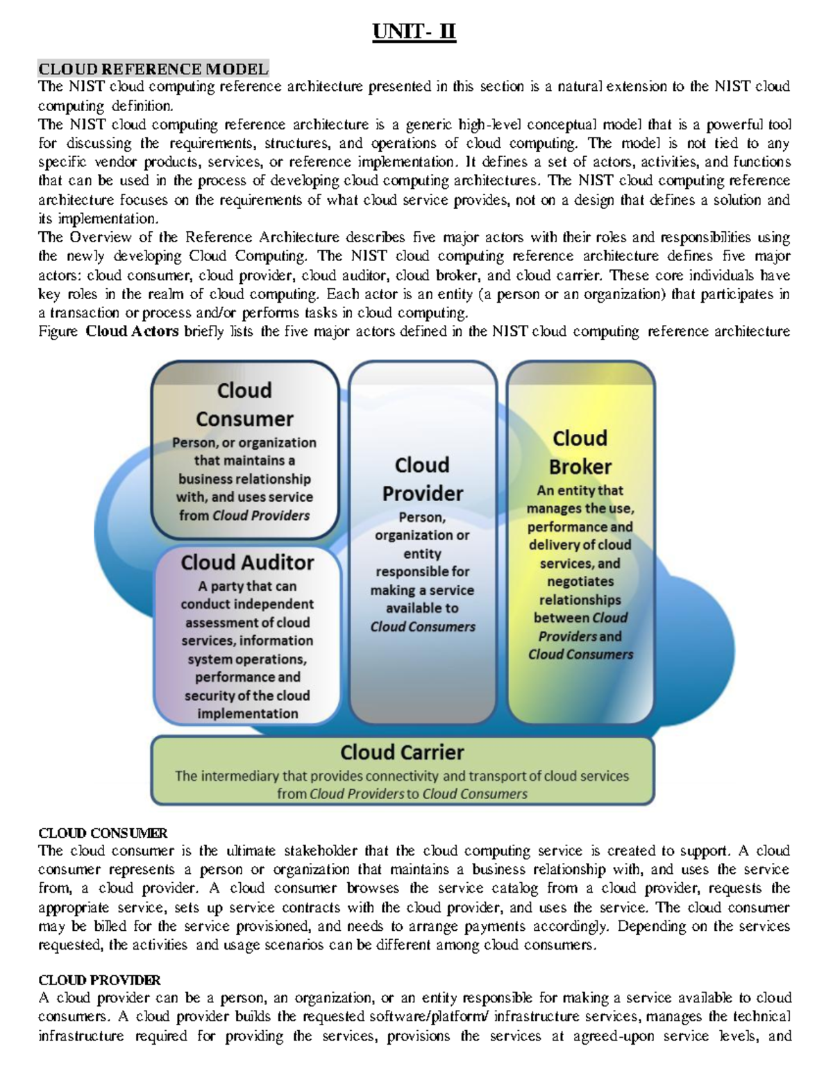 UNIT-II - Cloud Computing Notes - UNIT- II CLOUD REFERENCE MODEL The ...