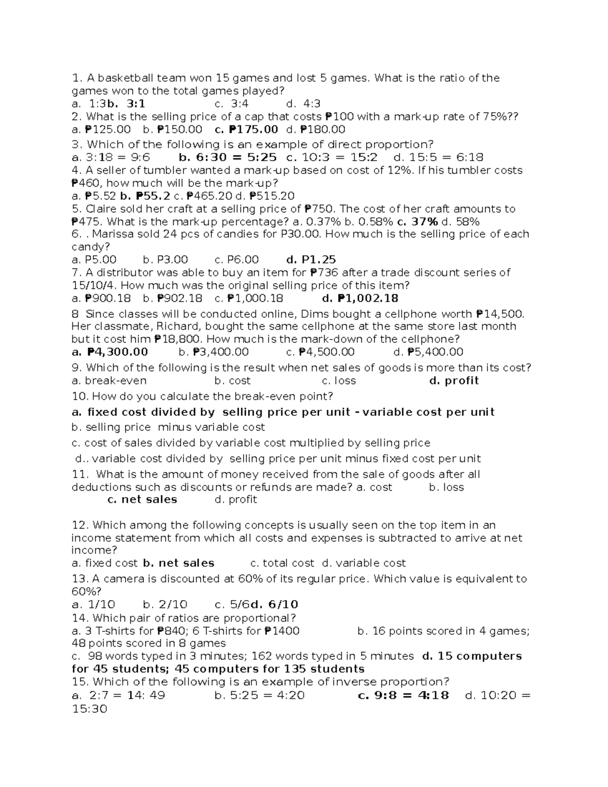 Business-MATH - Activity Questions and Solutions - Studocu