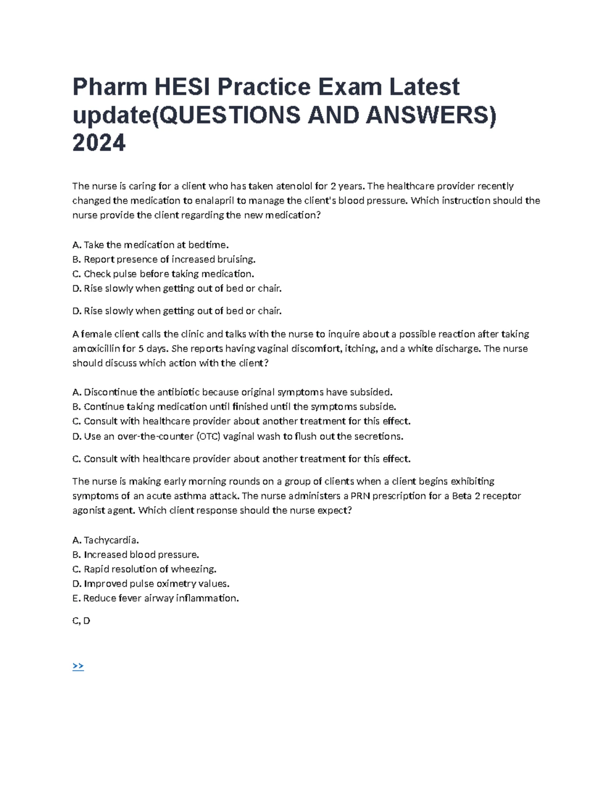 Evolve HESI peds Practice Test Questions And Answers - Evolve HESI peds ...