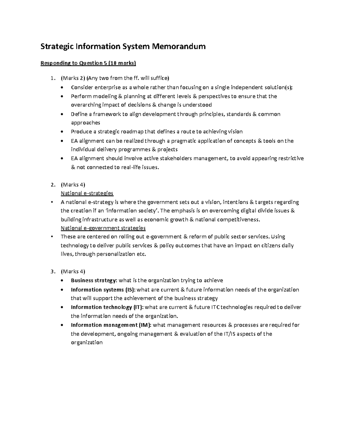 Strategic Information Systems: Exam 5 Q&A July 2018 - Studocu