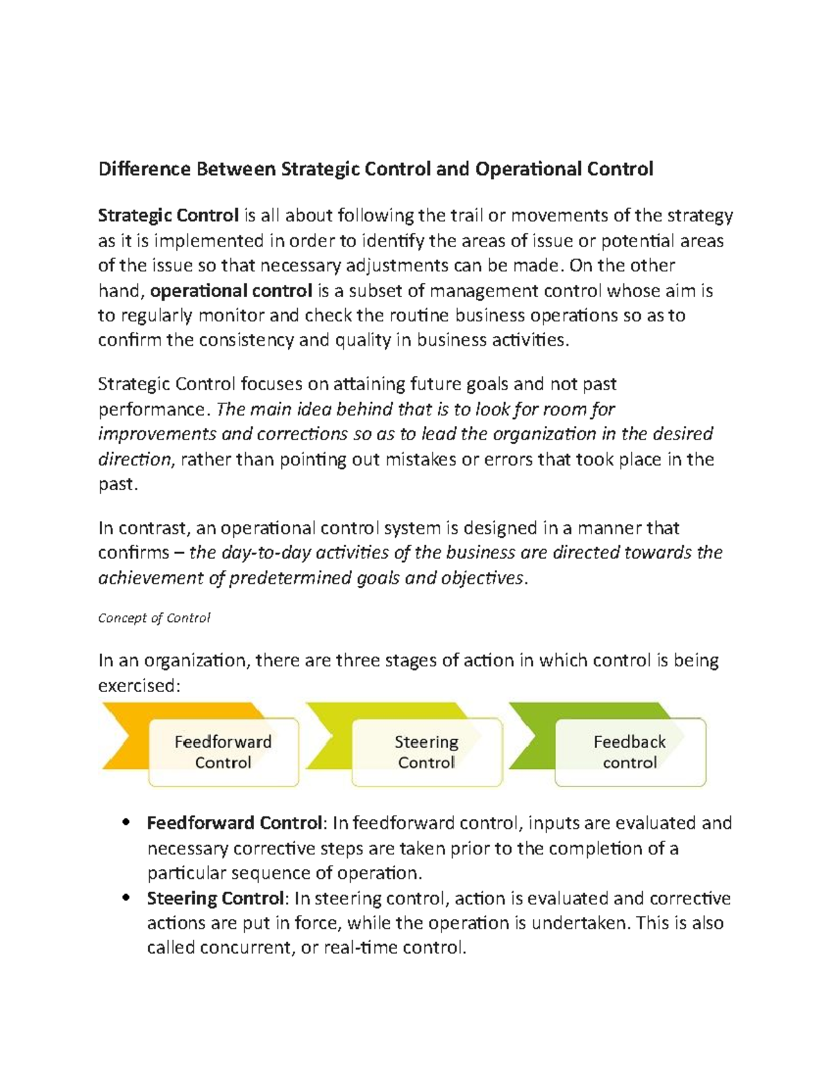 Strategic control vs operational control - Difference Between Strategic ...