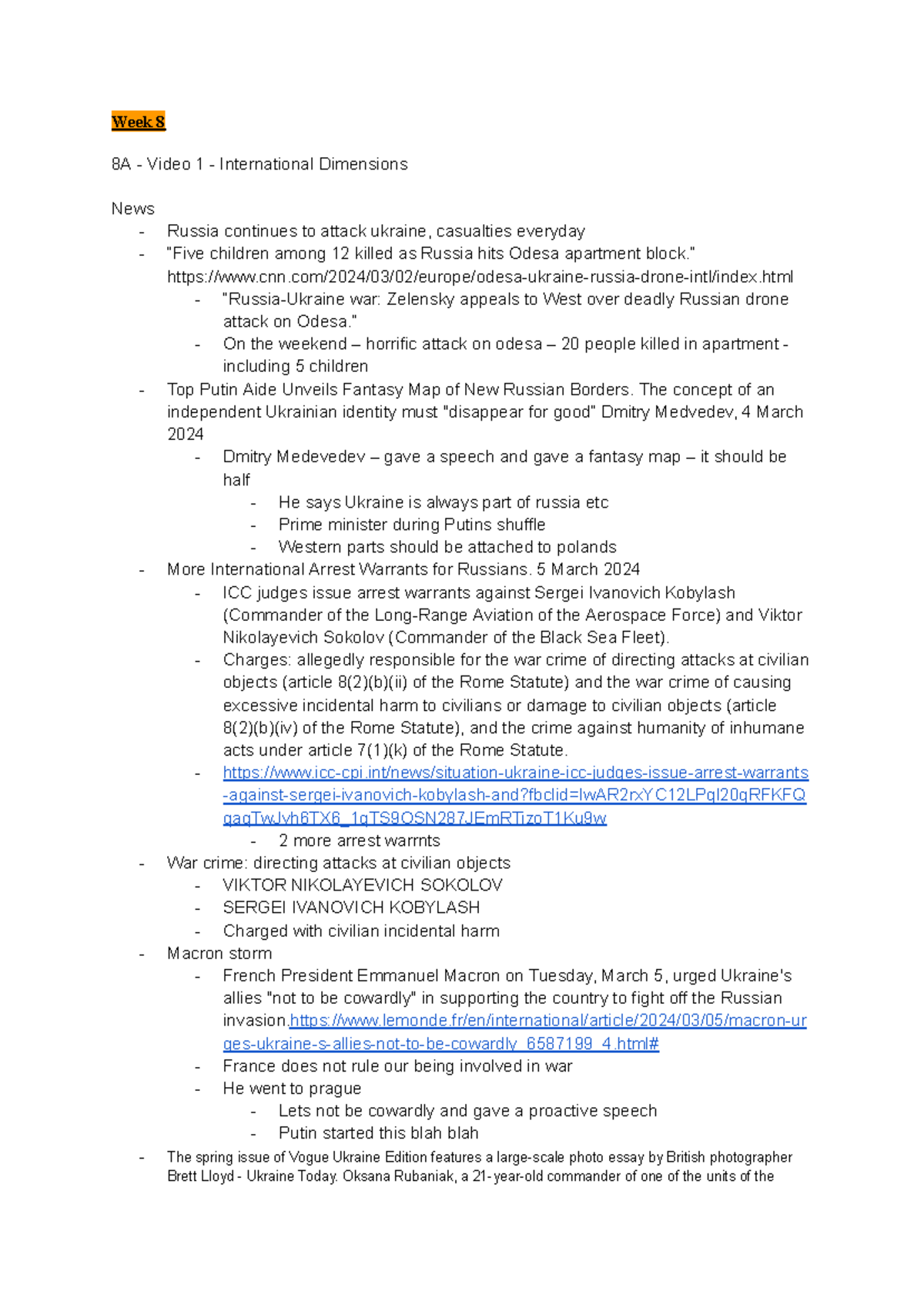 POL 2145B Week 8 Lecture: The International Dimensions of War - Studocu