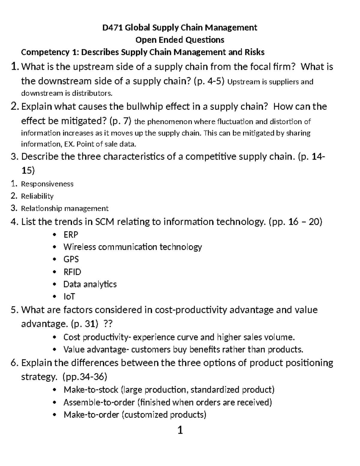 D471 Open-Ended Questions in Global Supply Chain Management - Studocu