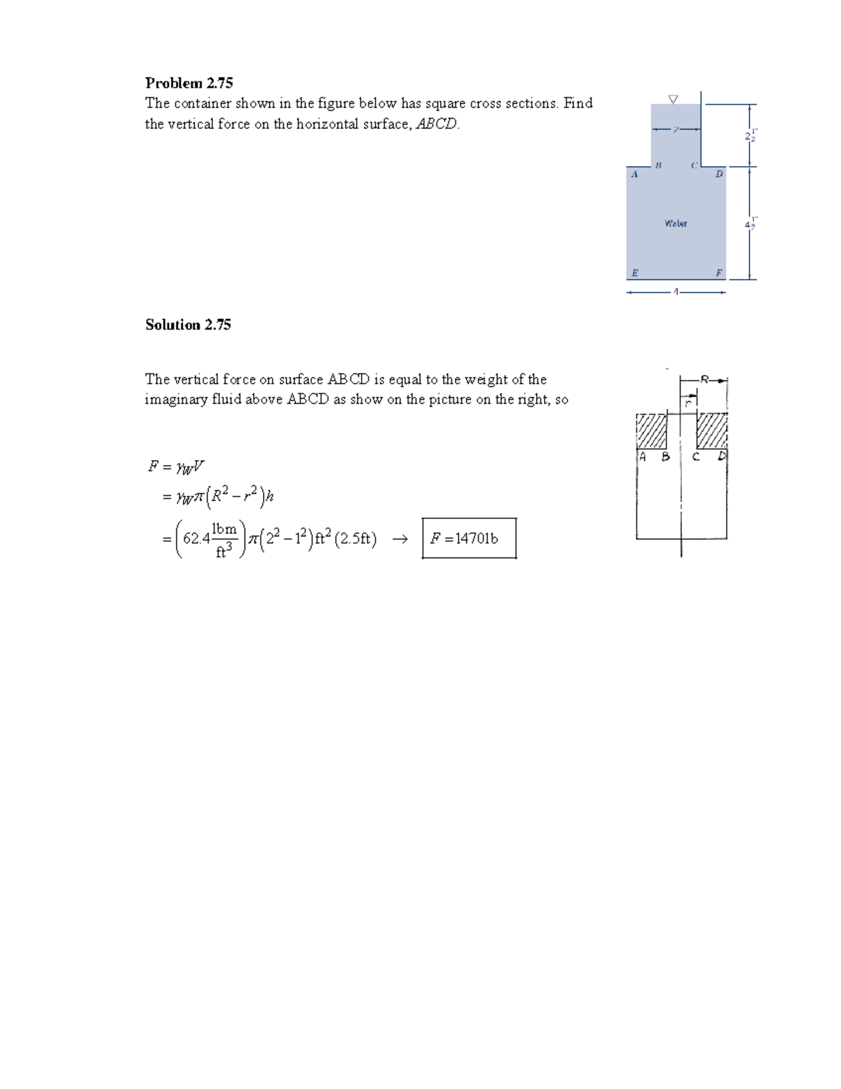 Fluid Mechanics HW3 Solutions and Hydrostatic Force Calculations - Studocu