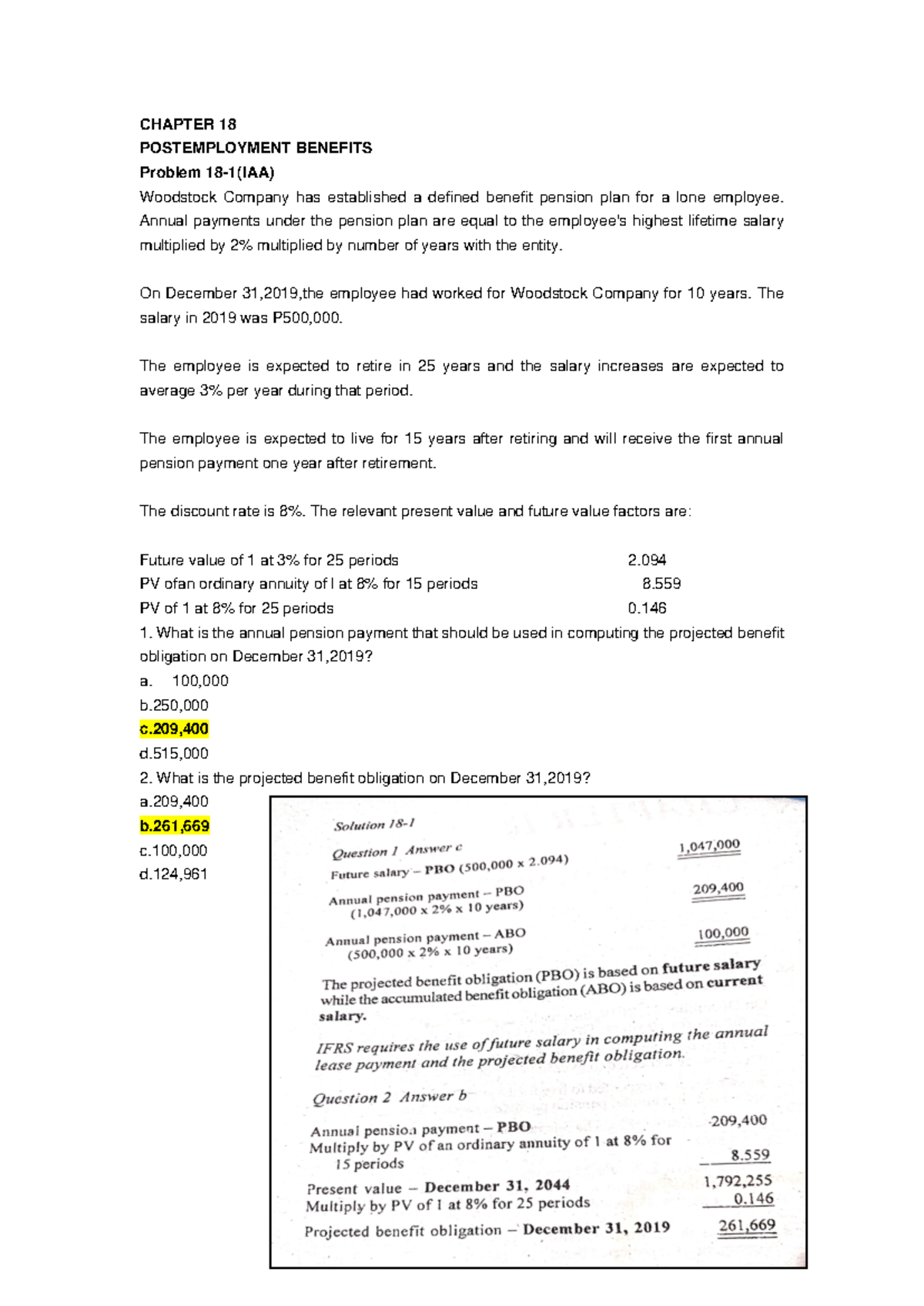 CHAPTER 18 POSTEMPLOYMENT BENEFITS: Key Problems & Solutions - Studocu