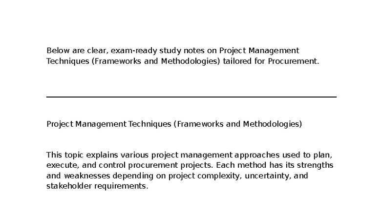 PMP - Procurement Management Techniques and Tools for Success - Studocu