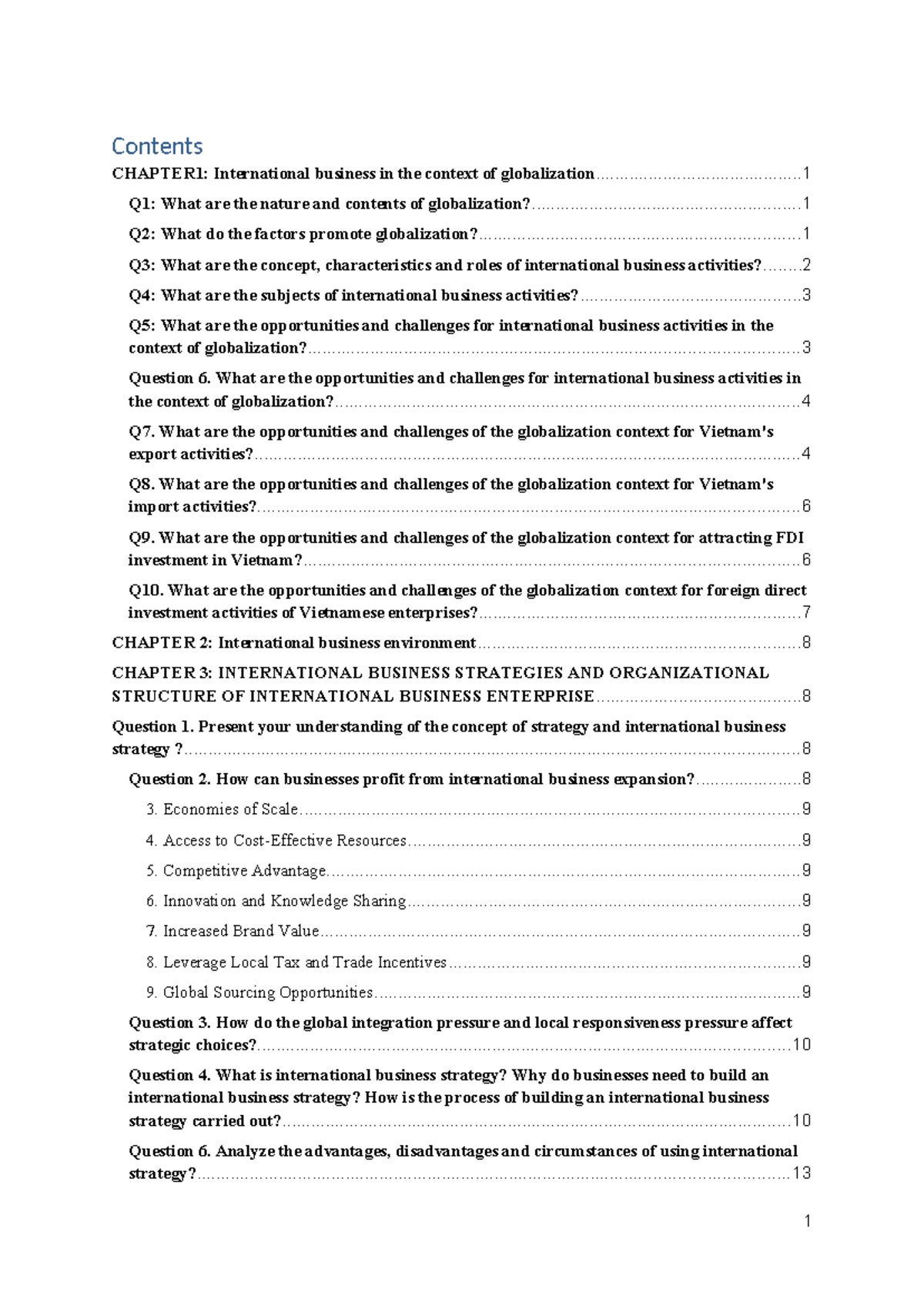 ĐỀ CƯƠNG-IB: Globalization and International Business Strategies ...