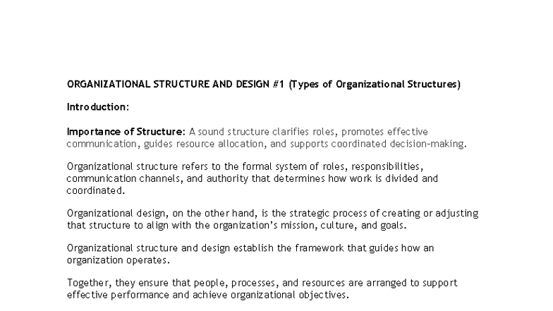 HBO- Finals-L2 - Organizational Structure & Design Overview - Studocu