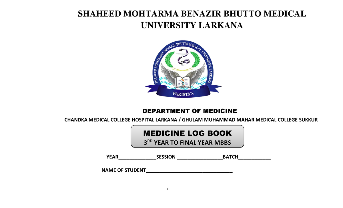 Final Year MBBS Medicine Log Book for Clinical Training and Evaluation ...