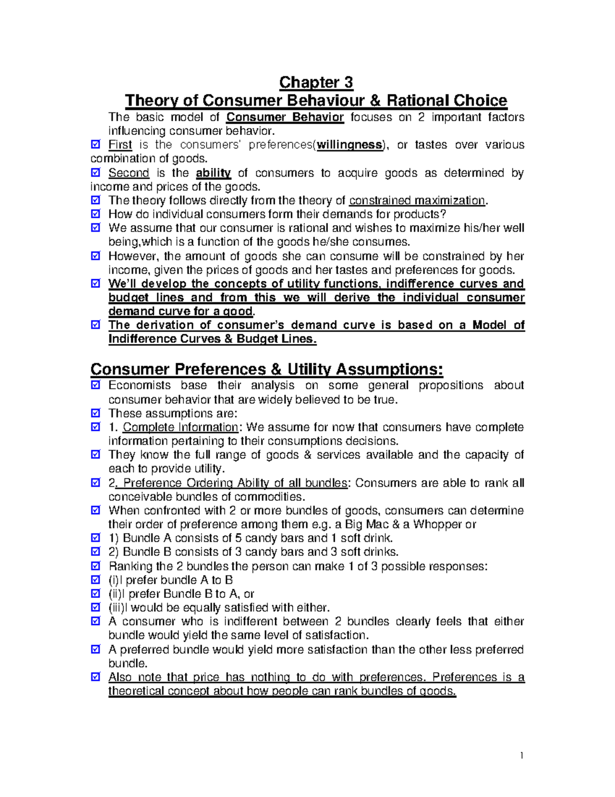 Ch 3 - Theory of Consumer Behaviour: Rational Choice & Demand Analysis ...