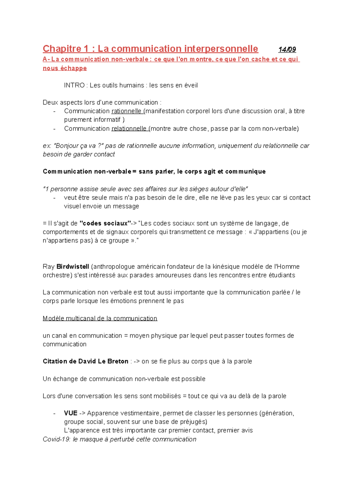 Intro aux SIC - Chapitre 1 : La communication interpersonnelle 14/ A- La communication non ...