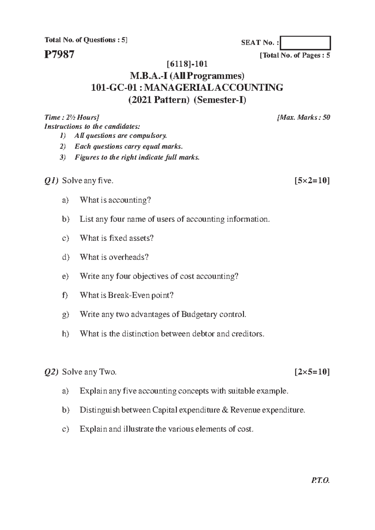 M.B.A. (2021 Pattern) - 1st Sem MBA SPPU Question Papers & Solutions ...
