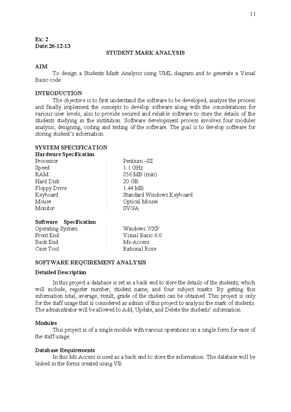 STUDENT MARK ANALYSIS UML DESIGN & IMPLEMENTATION (Code: 2) - Studocu