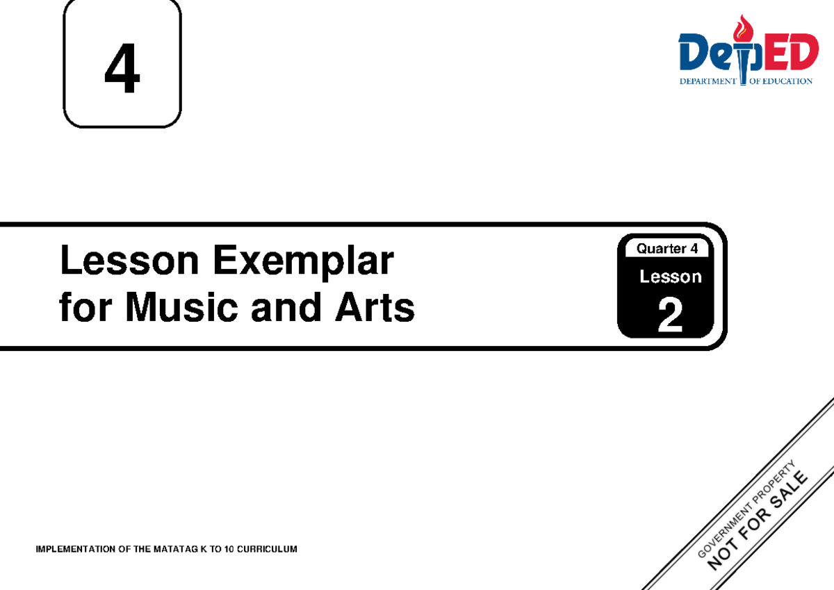 Q4 LE Music and Arts: Lesson Exemplar for Grade 4, Week 2 - Studocu