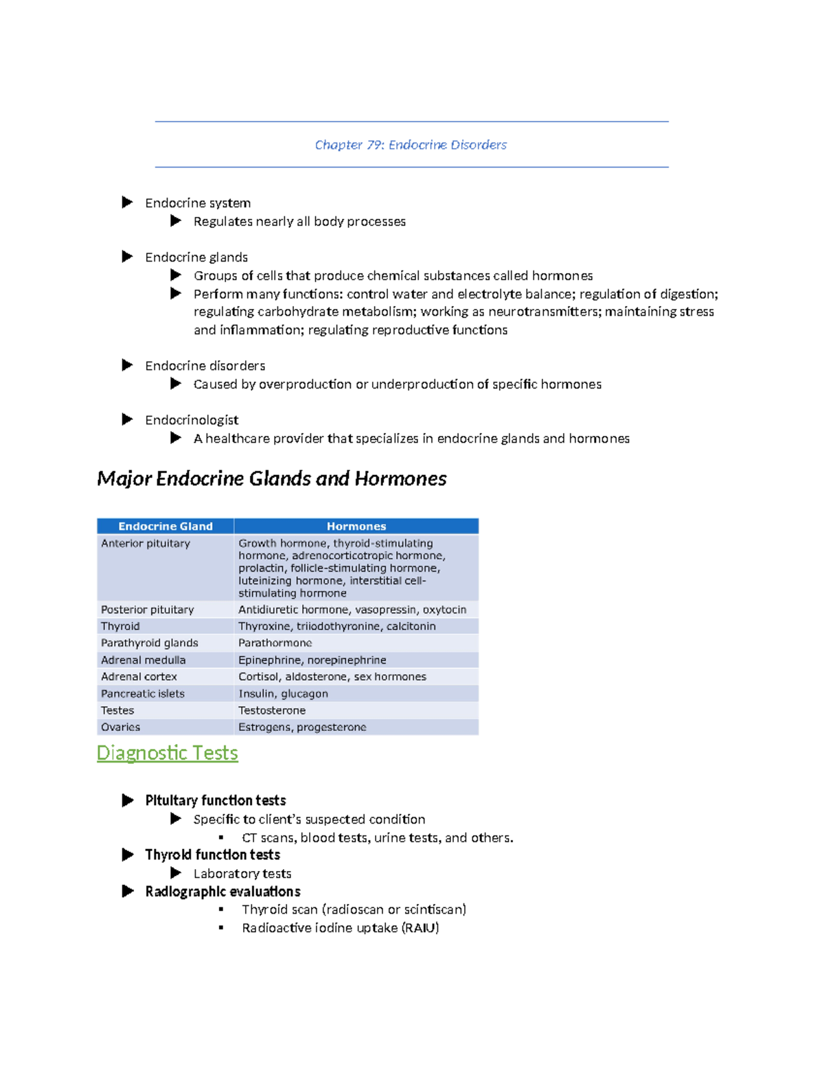 Chapter 79: Comprehensive Overview of Endocrine Disorders - Studocu