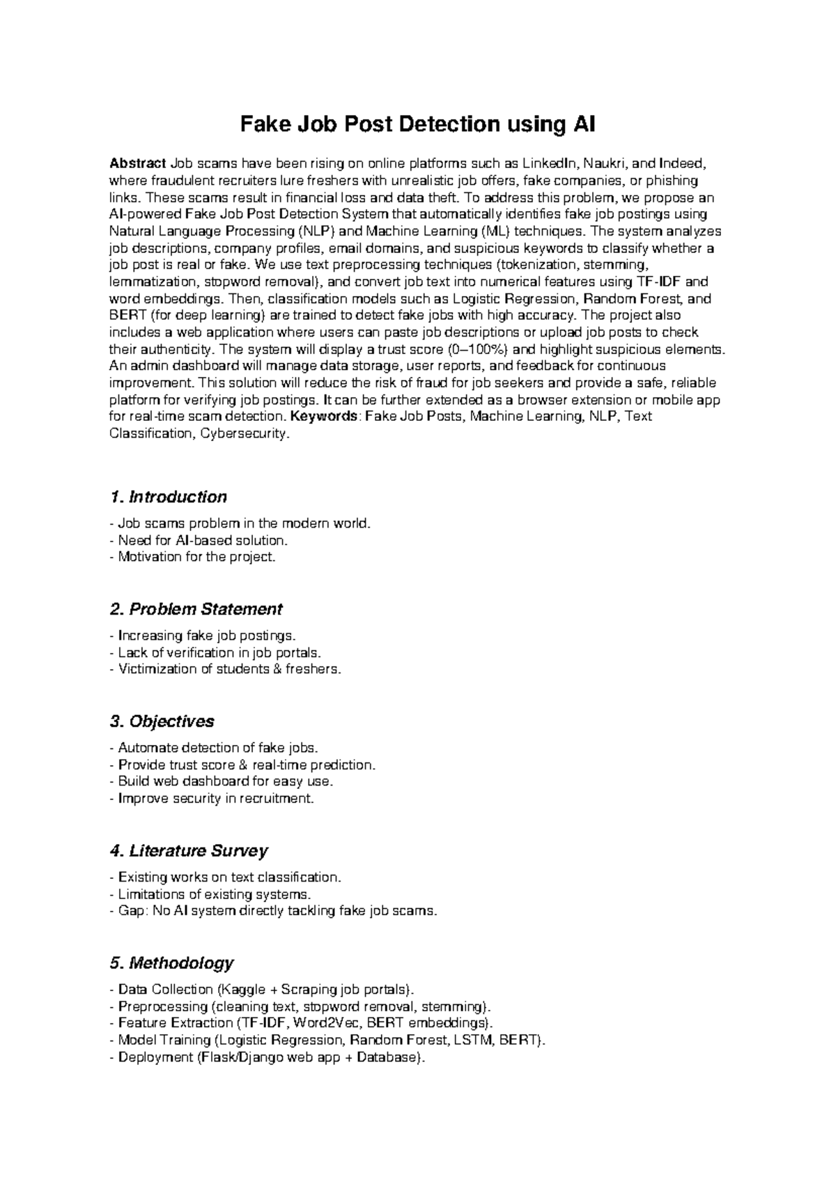 AI-Based Fake Job Post Detection System: A Comprehensive Study - Studocu