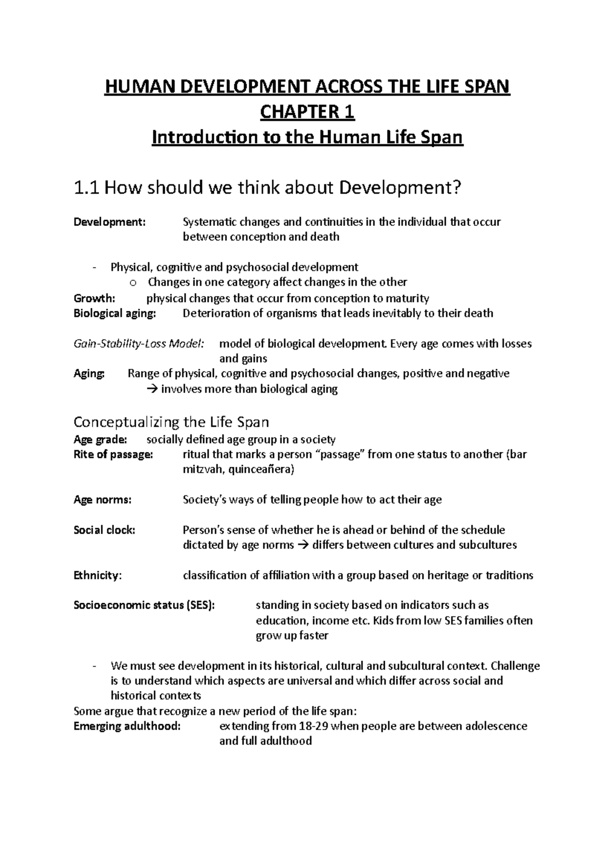 Developmental Psychology Summary: HUMAN DEVELOPMENT ACROSS LIFE ...