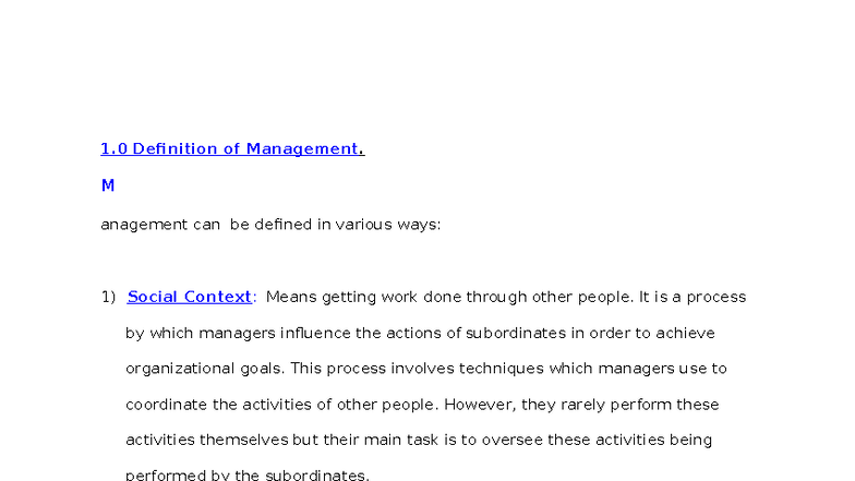 ACC 101: Definition of Management and Its Contexts - Studocu