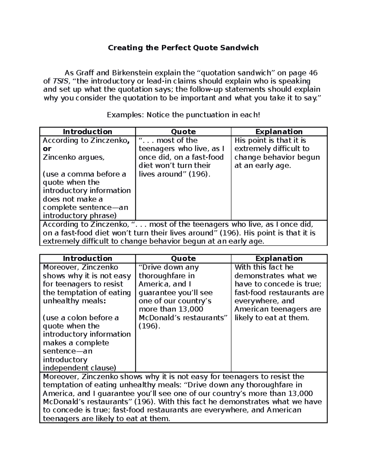 Creating the Ideal Quote Sandwich for Rhetorical Analysis - Studocu