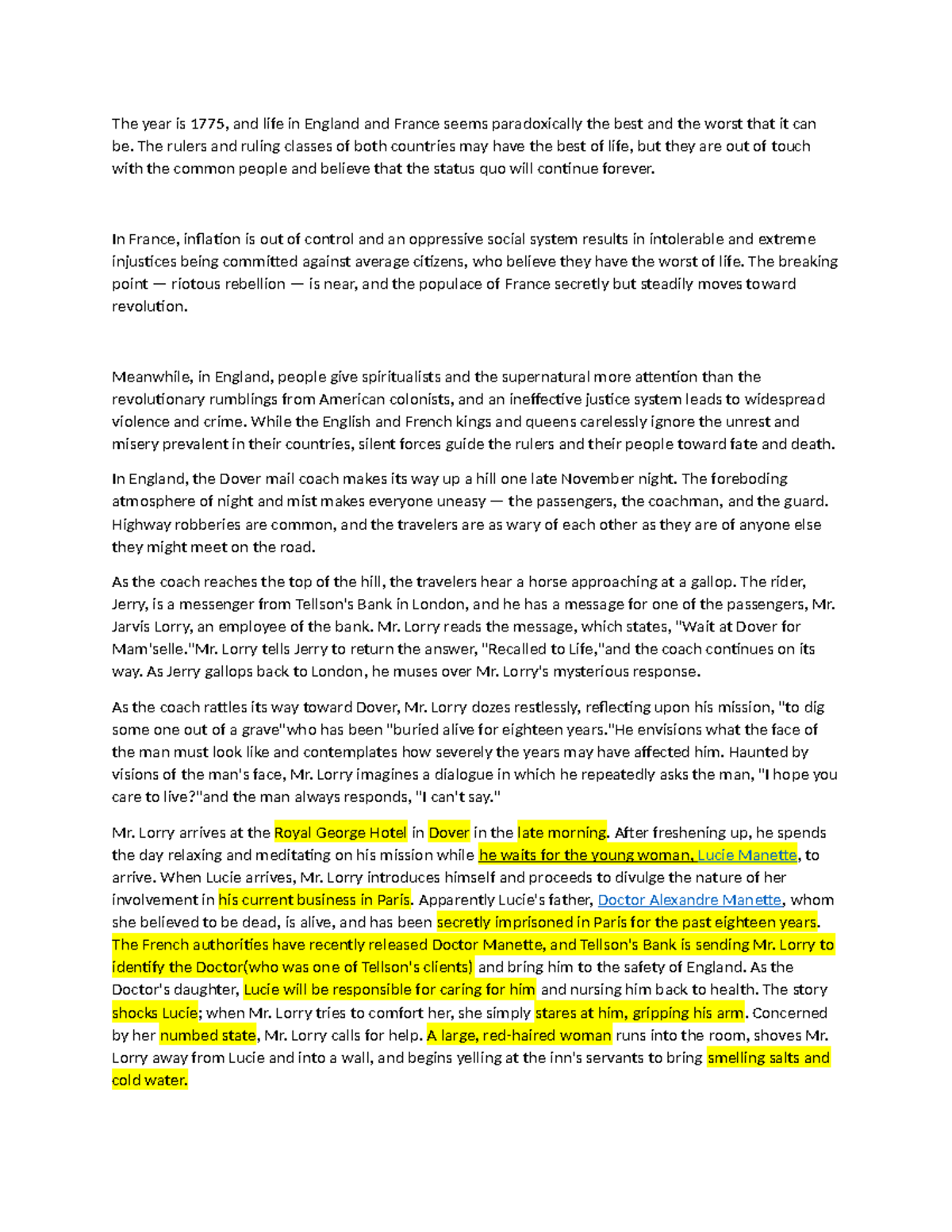 Summary of "A Tale of Two Cities" (ENG 101) - Studocu