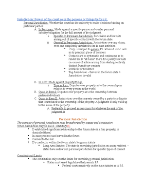 Civ Pro Attack Outline - Attack Outline: Civil Procedure PROFESSOR RESSLER Table of Contents ...