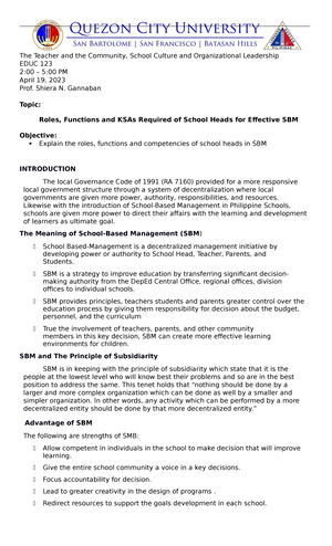 The Teacher, Community, School Culture, and Organizational Leadership ...