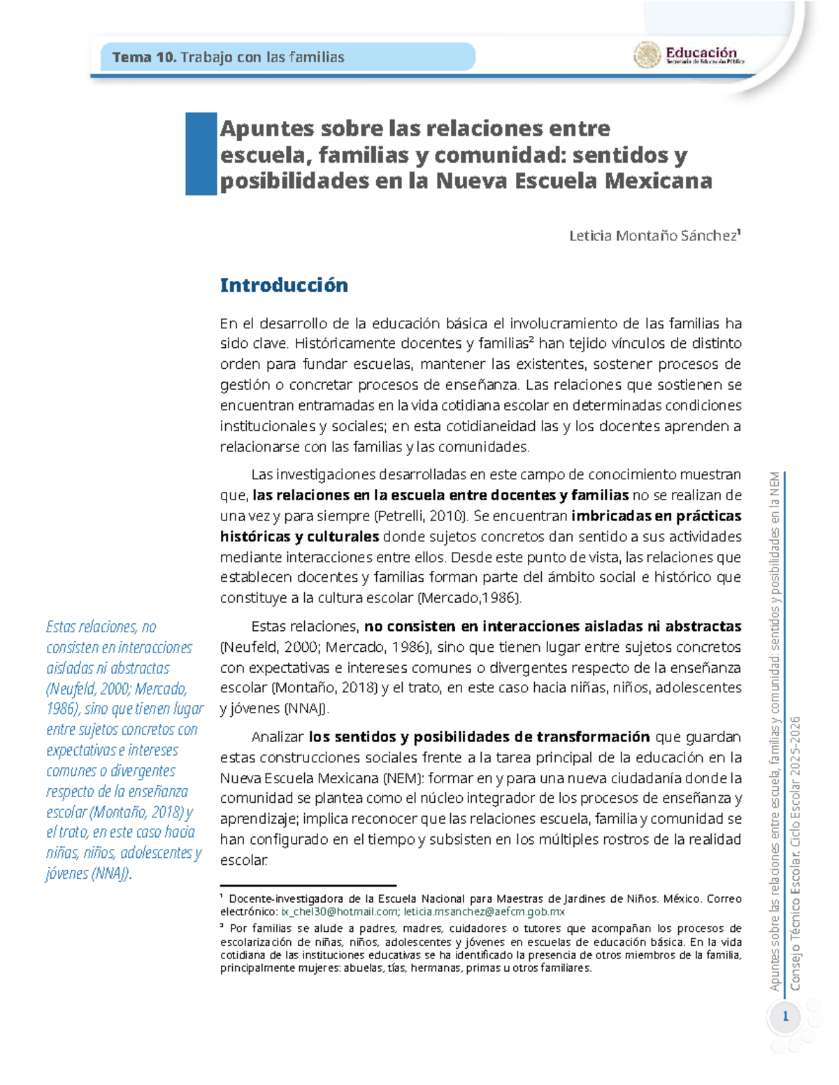 Tema 10. Trabajo con las Familias: Relaciones Escuela-Comunidad en la ...