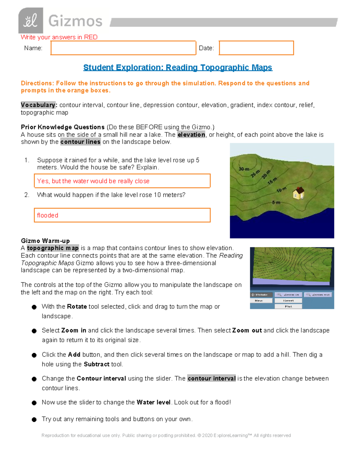 Gizmo SE-1: Topographic Maps Exploration and Activities Guide - Studocu