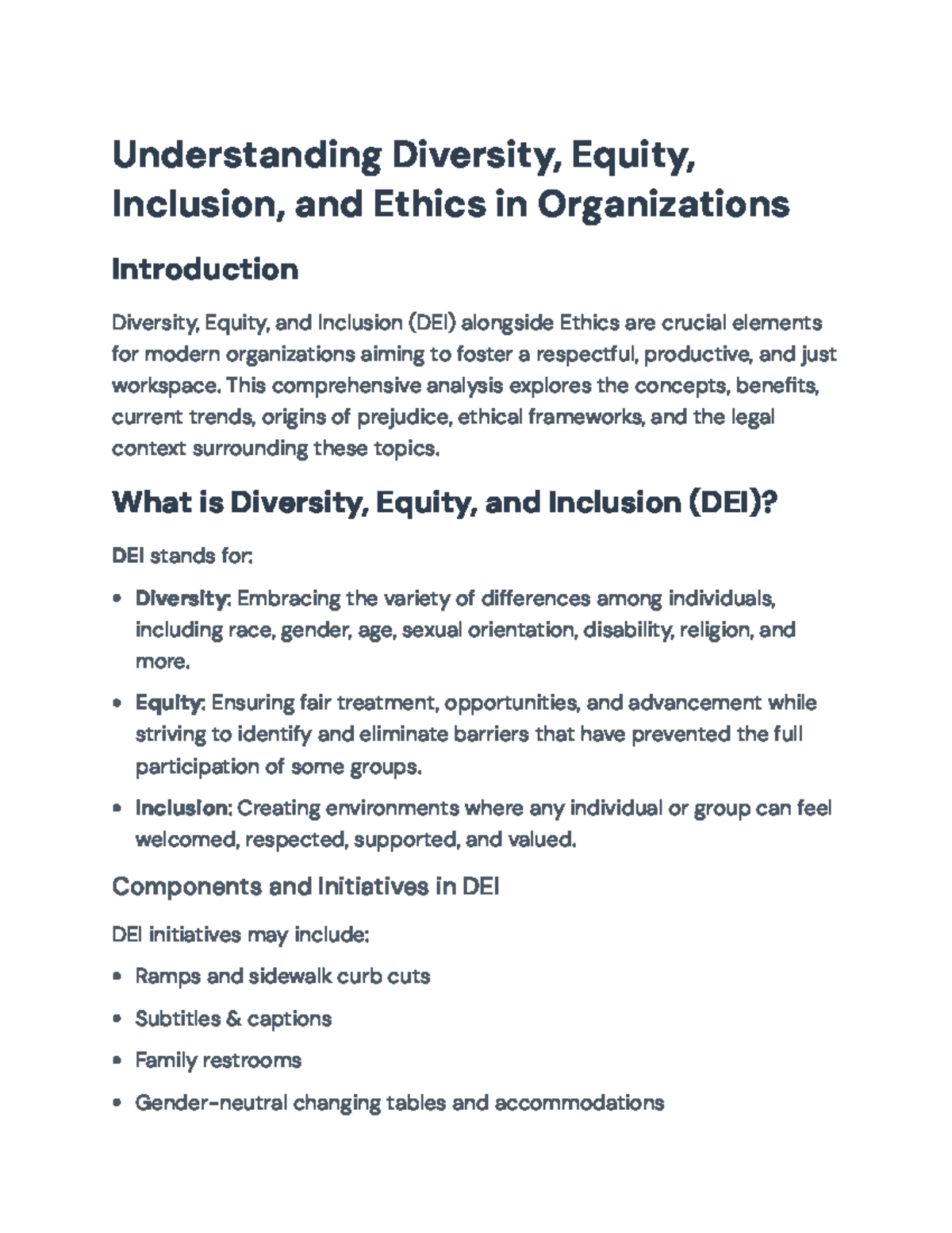 Understanding Diversity, Equity, Inclusion, and Ethics in Organizations ...