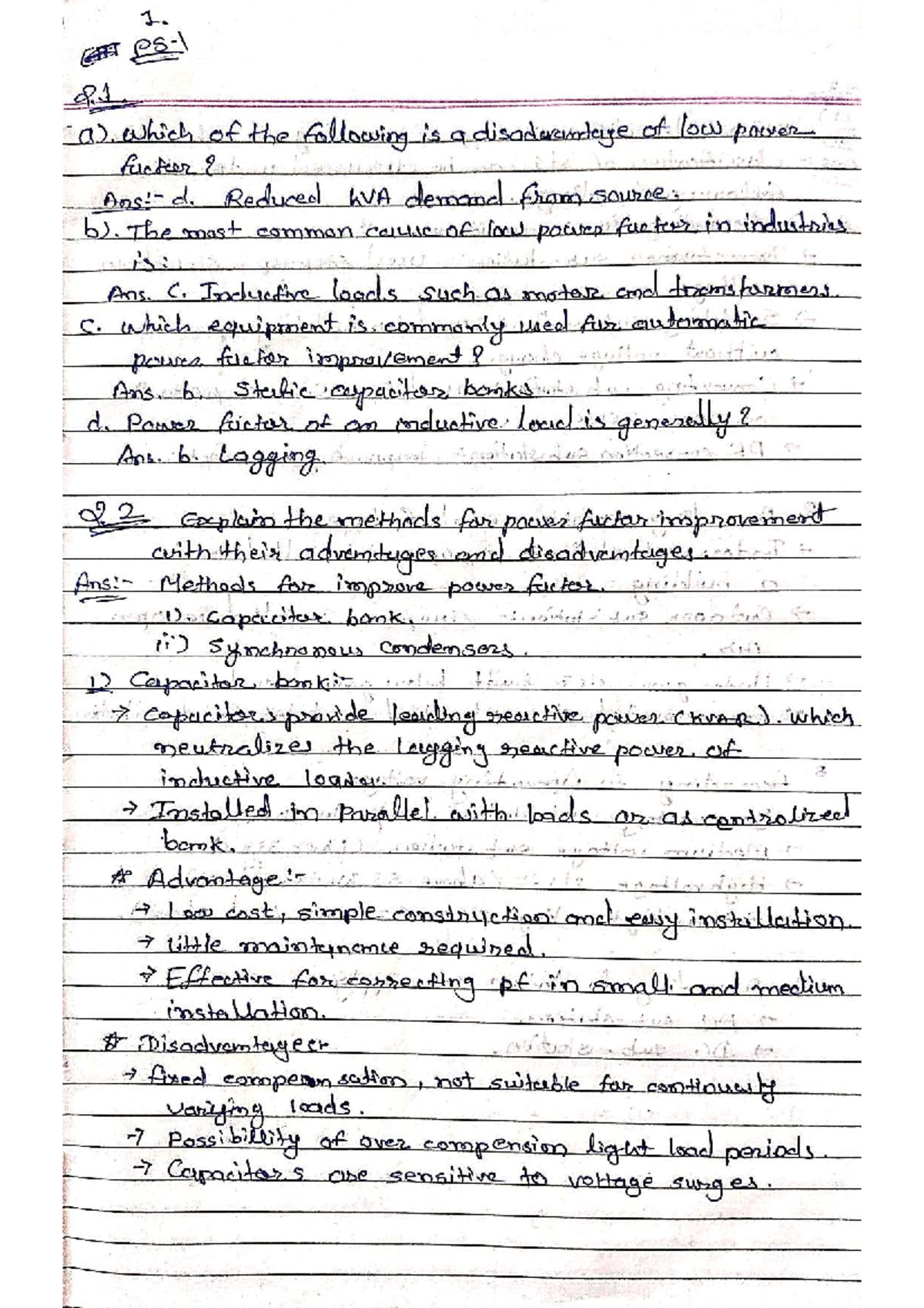 PS-1: Power Factor Improvement and Substation Classification Notes ...