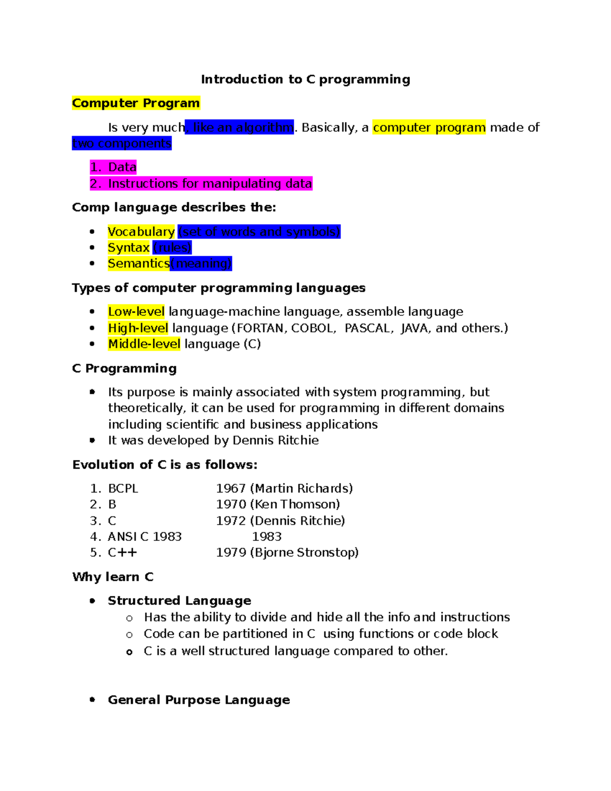 Intro Programming Introduction To C Programming Computer Program Is 0965