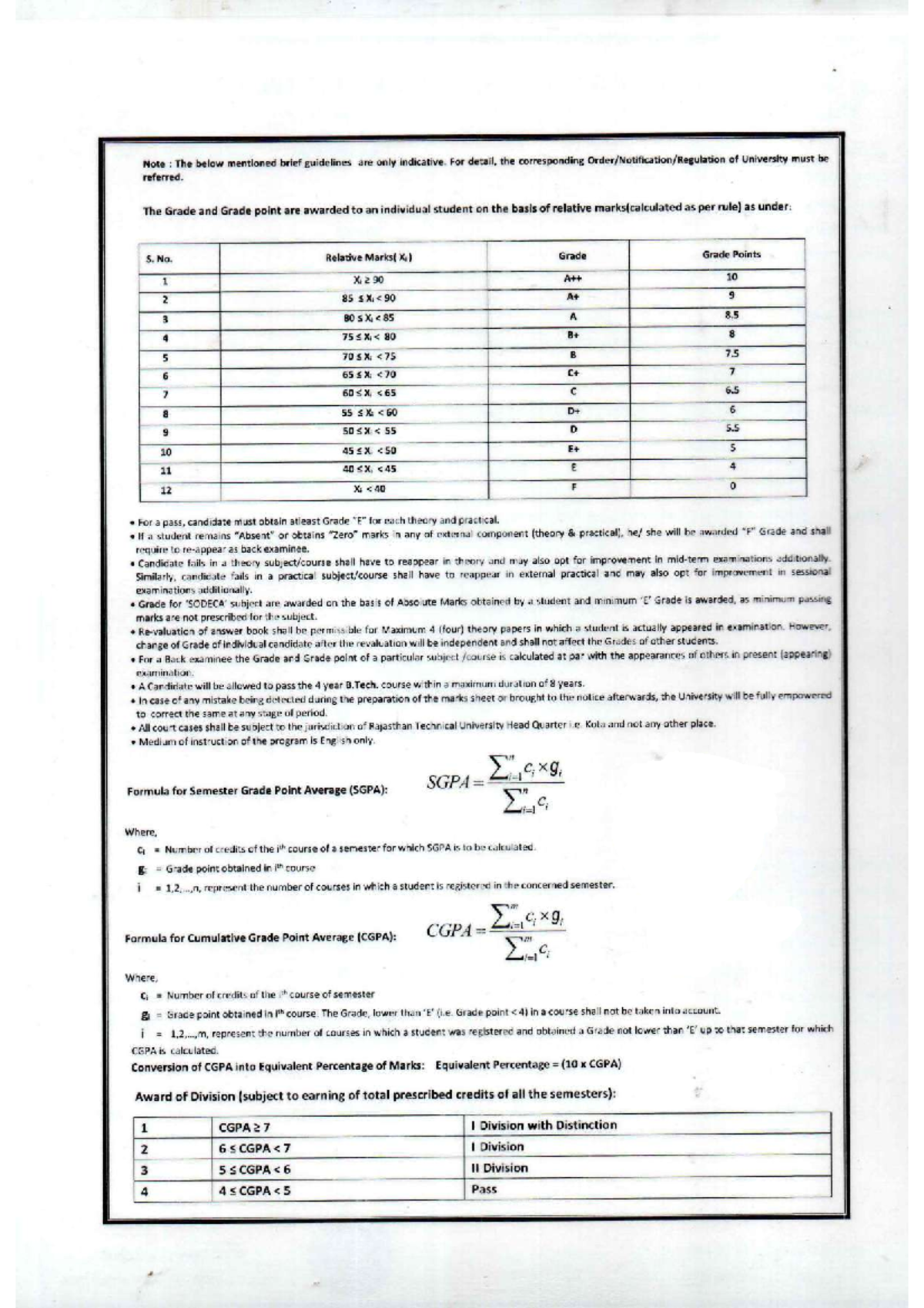 Grading System - A Course Module - Note : The below mentioned brief ...