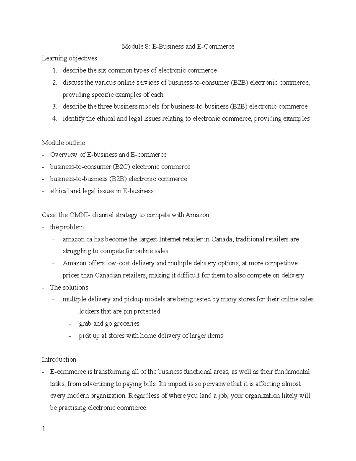 E-Business & E-Commerce Insights: Module 8 Study Notes - Studocu