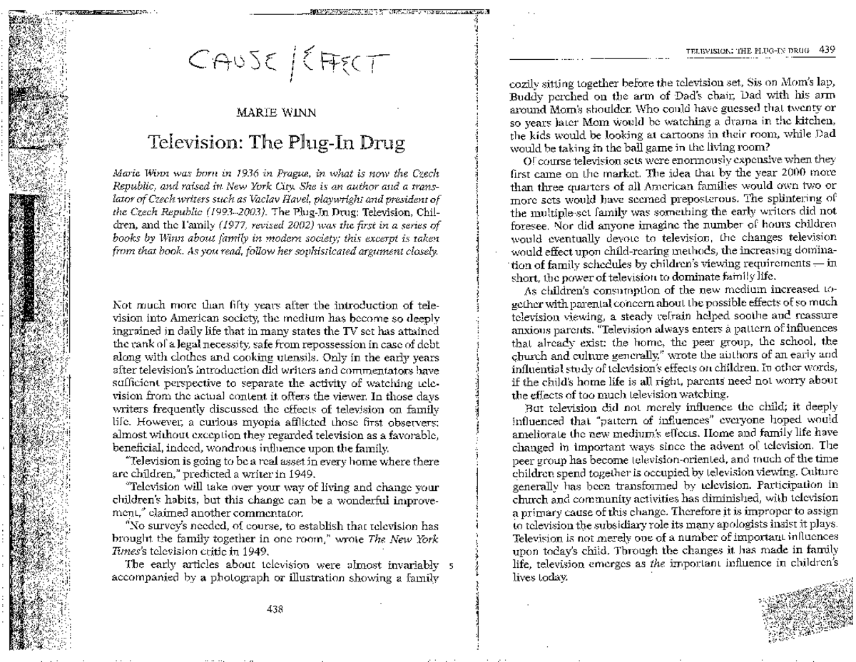 Television: The Plug-In Drug Analysis (Course Code: 00001) - Studocu