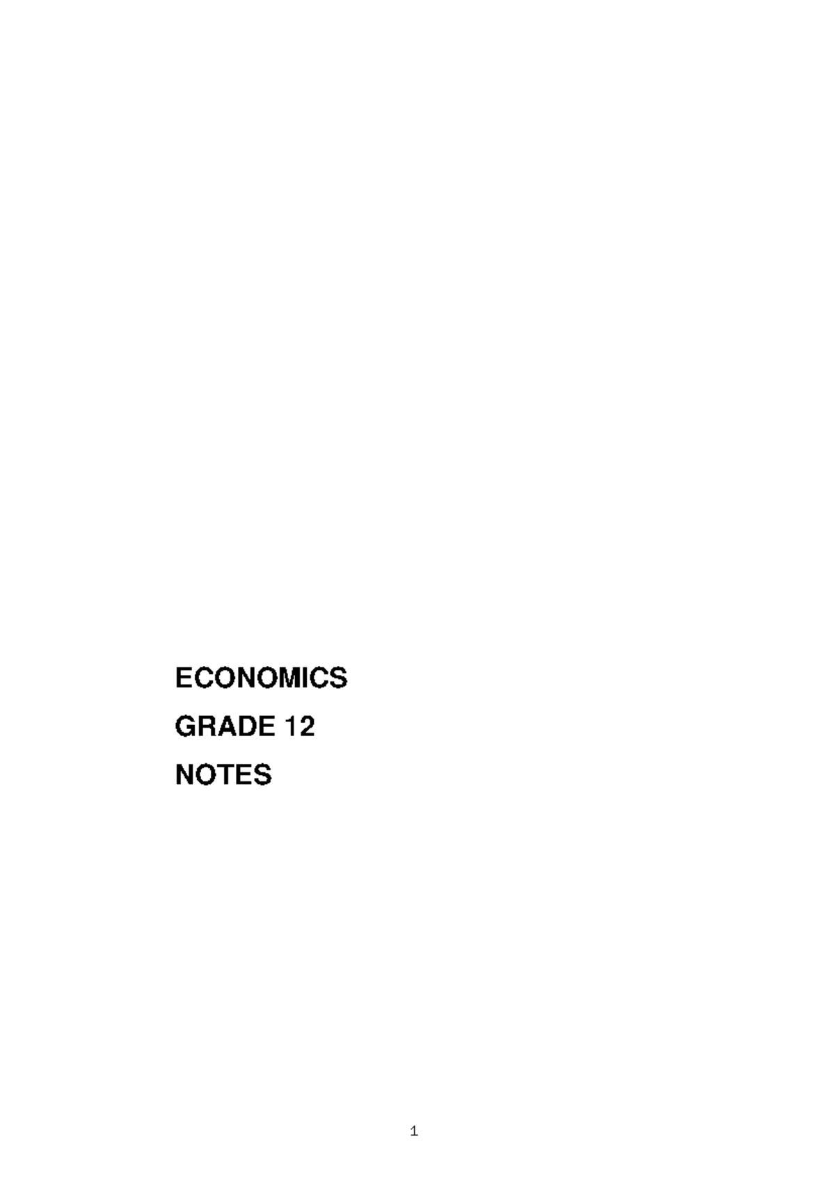 Grade 12 Economics Paper 1: Core Notes & Questions (2022) - Studocu