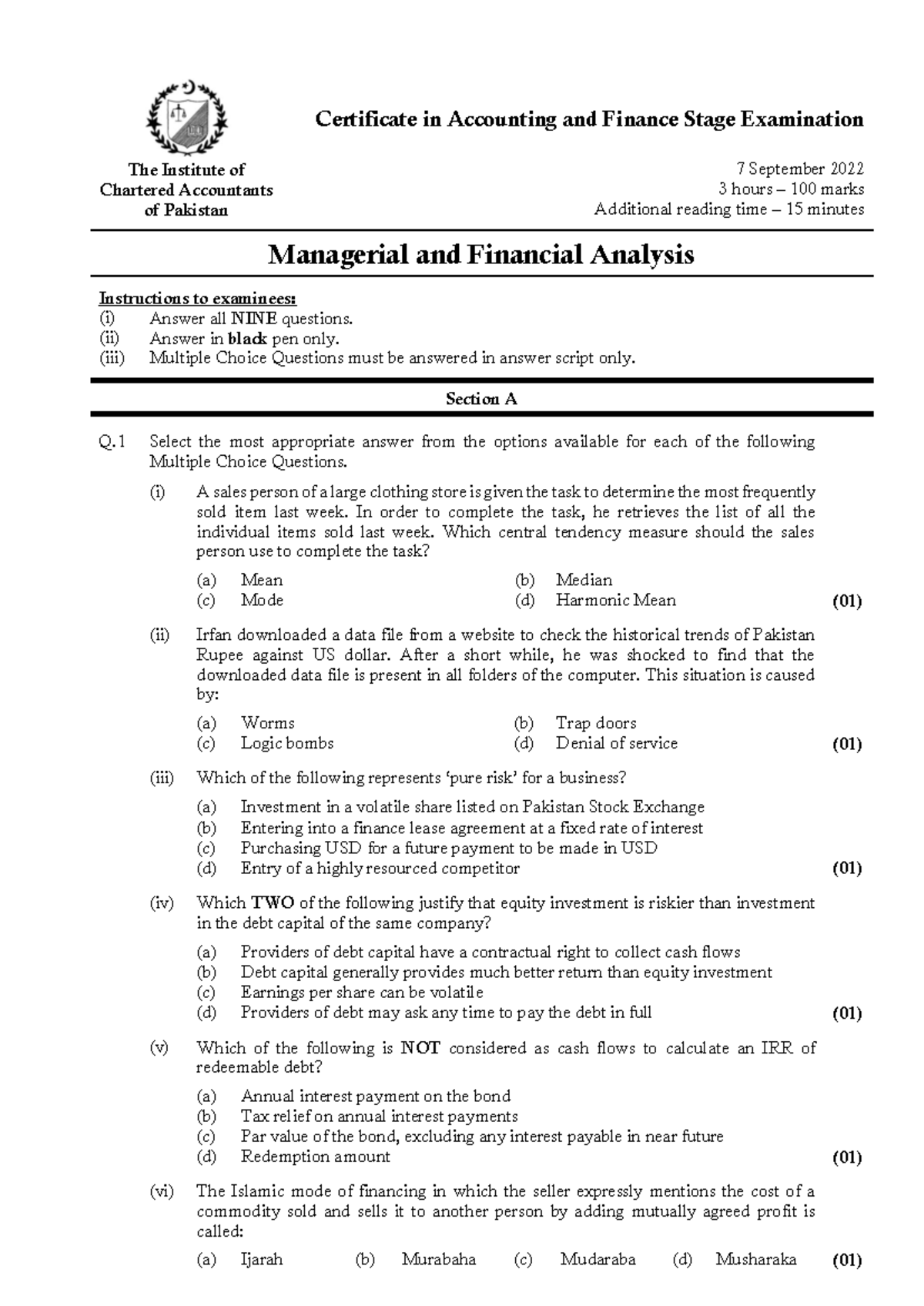 CAF 6 MFA Autumn 2022 - Managerial & Financial Analysis Notes - Studocu