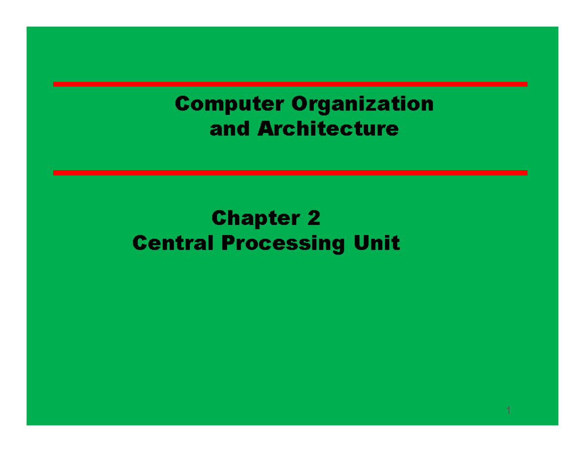 CSE 101 - Computer Organization & Architecture Chapter 2 Lecture Notes ...
