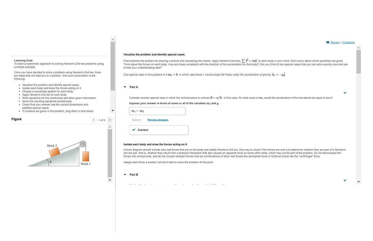 Mastering Physics Ch 04 HW - Applying Newton's 2nd Law - 1 of 2 ...