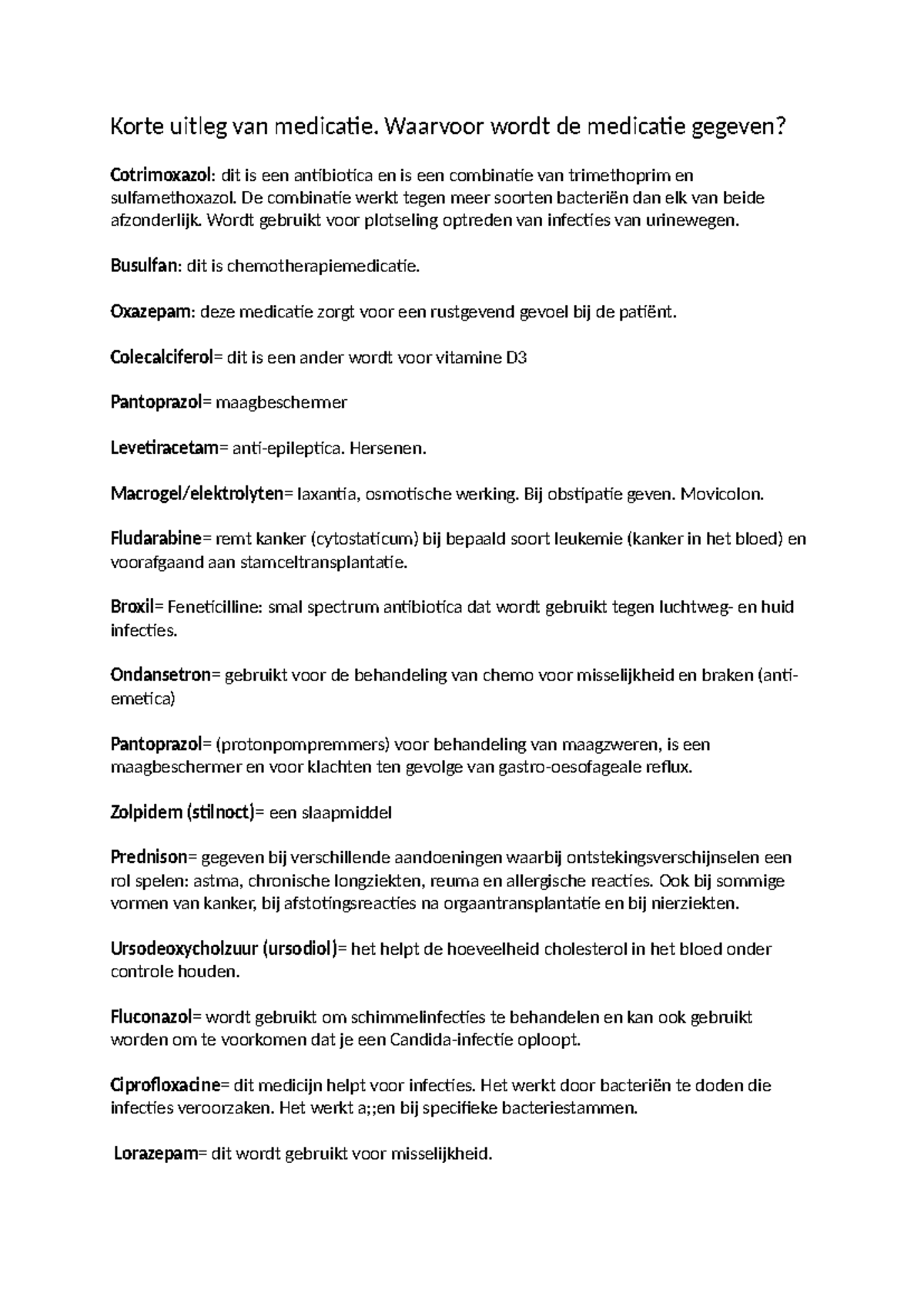 Medicatie Uitleg: Toepassingen en Effecten van Medicijnen - Studeersnel