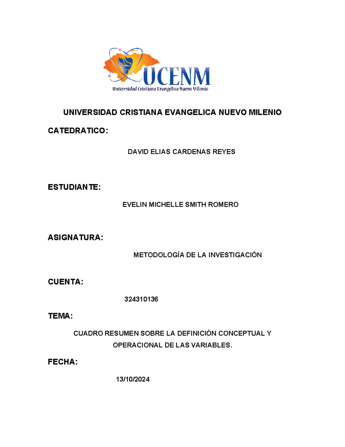 CUADRO RESUMEN: DEFINICIÓN CONCEPTUAL Y OPERACIONAL DE VARIABLES ...