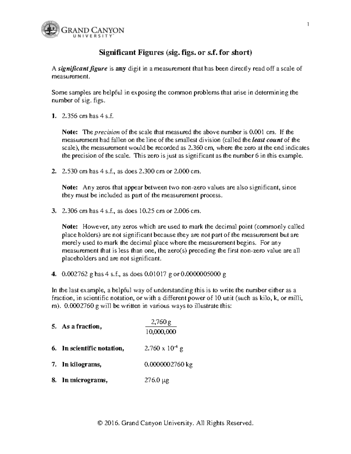 Significant Figures (Sig Figs) Guide - Key Notes & Examples - Studocu