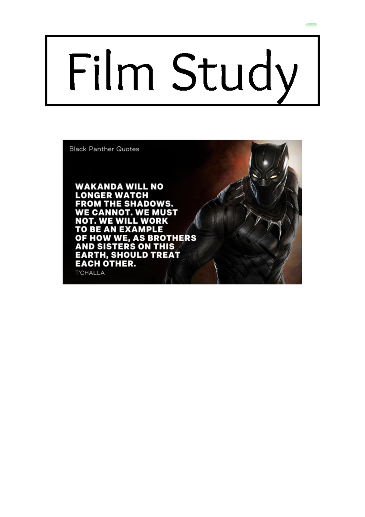 Film Study Notes for Grade 11 & 12: 4th Genre Task Prep - Studocu