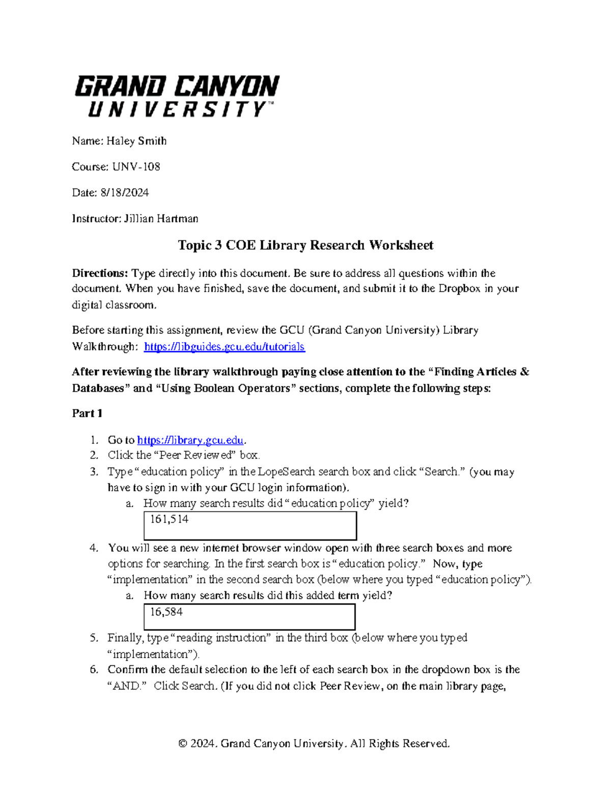 Title: UNV-108-T3-COE Library Research Worksheet Instructions - Studocu