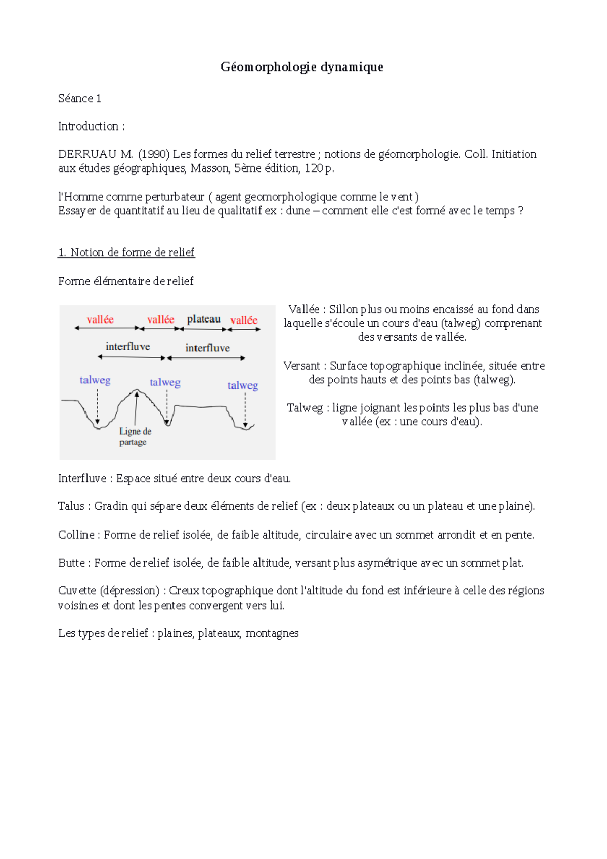 Géomorphologie dynamique cours 1 - Géomorphologie dynamique Séance 1 ...