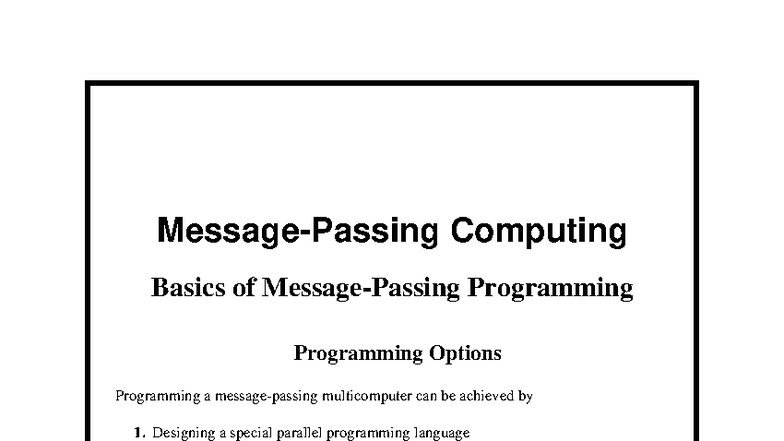 Lect 21 - Message Passing Interfaces & PVM Overview - Studocu