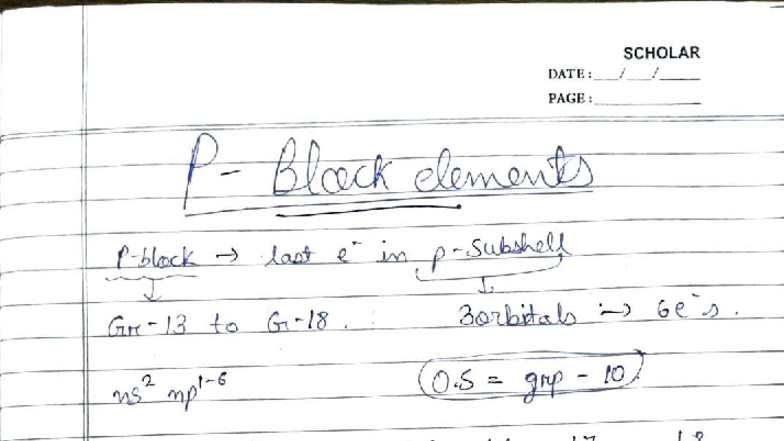 P-Block Elements: Comprehensive Notes for Gr 13 Chemistry - Studocu