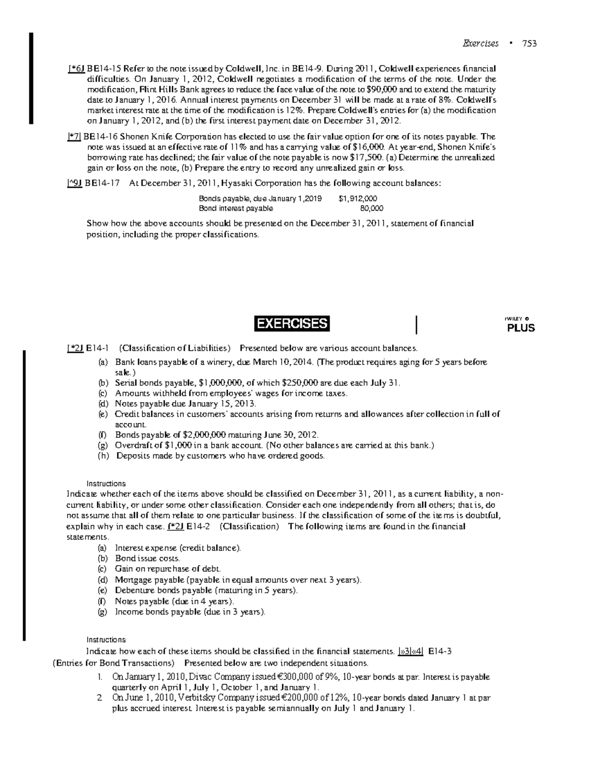 Intermediate Accounting Chapter 14: Non-Current Liabilities Exercises ...
