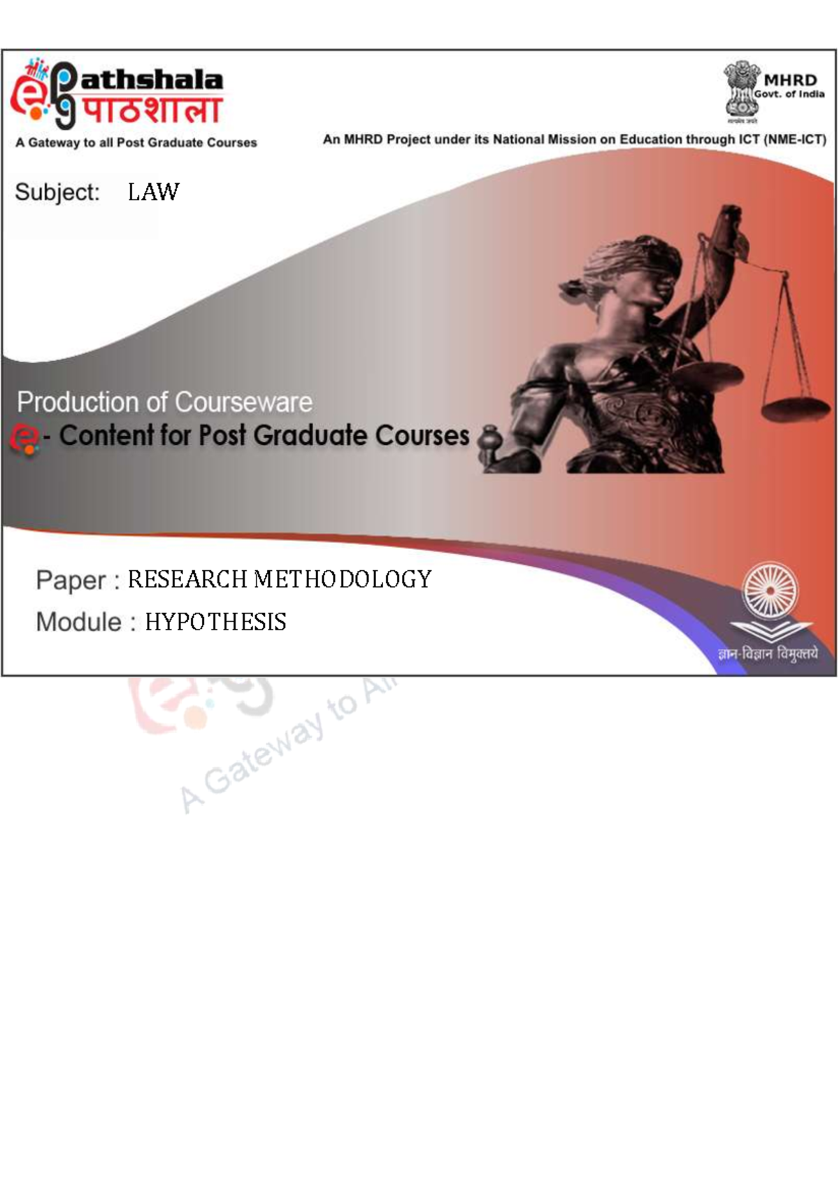 LAW RESEARCH METHODOLOGY: UNDERSTANDING HYPOTHESIS (VII) - Studocu